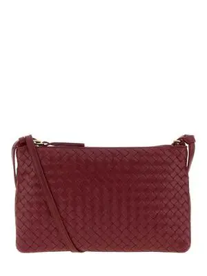 Bottega Veneta BOTTEGA VENETA Tiziano Leather Small Clutch Red