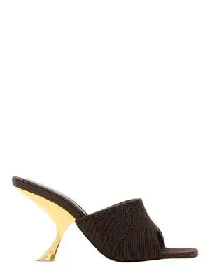 Amina Muaddi Woven Fabric Taylor Mules - Brown
