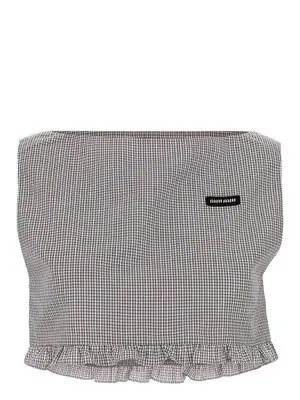 Miu Miu Embroidered Poplin Top - Multicolor