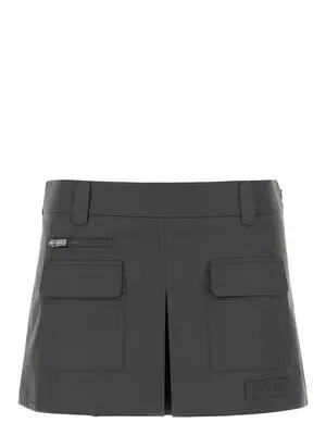 Miu Miu Poplin Mini Skirt - Gray