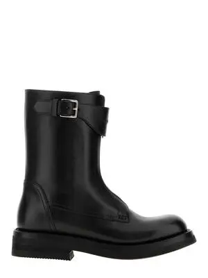 Alexander McQueen Leather Biker Boots - Black