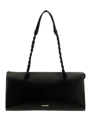 JIL SANDER Leather Tangle Tent Shoulder Bag - Black