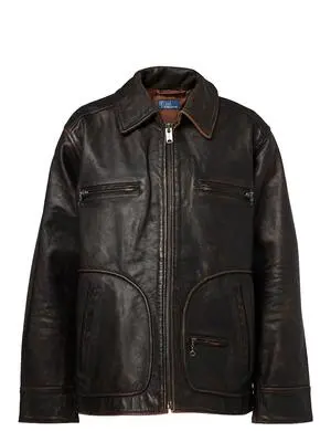 Polo Ralph Lauren Oversized Leather Jacket - Brown