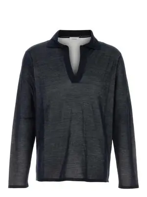 FERRAGAMO Midnight Silk Polo Shirt - Blue