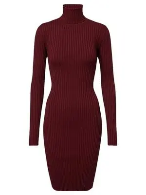 Wolford Ribbed-knit Wool And Cotton-blend Minidress - Burgundy