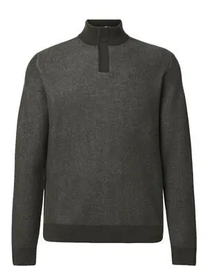 Incotex Slowear Ribbed-knit Virgin Wool Half-zip Sweater - Green