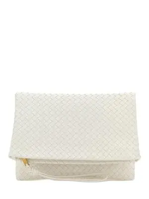 Bottega Veneta Leather Giornale Clutch - White