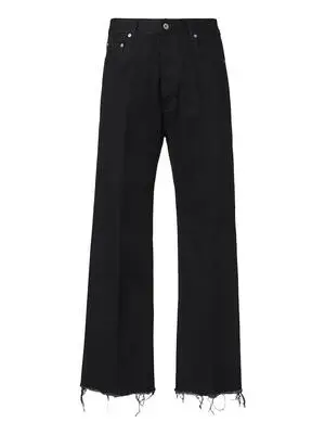 Rick Owens Geth Distressed Wide-leg Jeans - Black