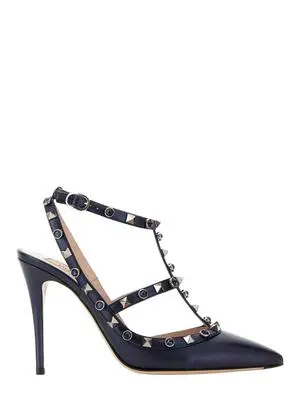 Valentino Garavani Valentino Garavani Women Dark Blue Leather Rockstud Pumps Blue