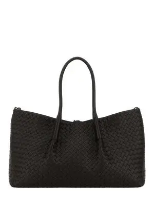 Bottega Veneta Leather Pinacoteca Shopping Bag - Black