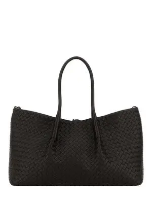 Bottega Veneta Leather Pinacoteca Shopping Bag - Black