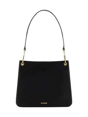 JIL SANDER Leather Otto Shoulder Bag - Black
