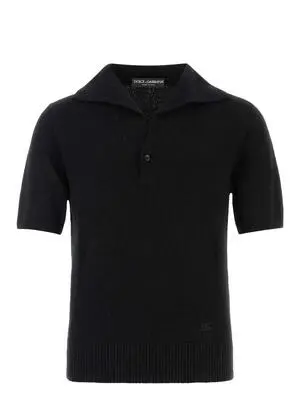 Dolce & Gabbana Cotton Blend Polo Shirt - Black