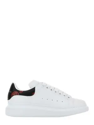 Alexander McQueen Leather Sneakers With Printed Leather Heel - White