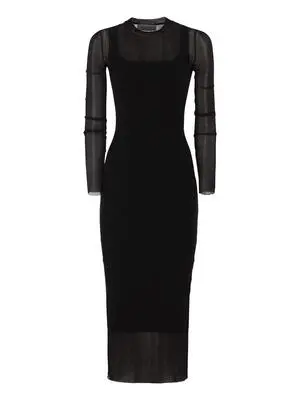 Sportmax Stretch Viscose Short-sleeved Dress - Black