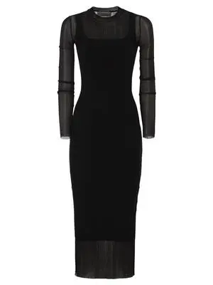 Sportmax Stretch Ribbed Viscose Dress - Black