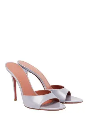 Amina Muaddi Elodie Patent Leather Mules - Grey