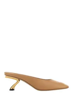 FERRAGAMO Salvatore Ferragamo Women Beige Leather Safi 55 Mules Brown