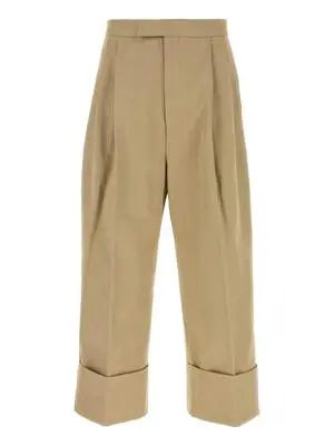 Thom Browne Beige Cotton Wide-leg Pant - Brown
