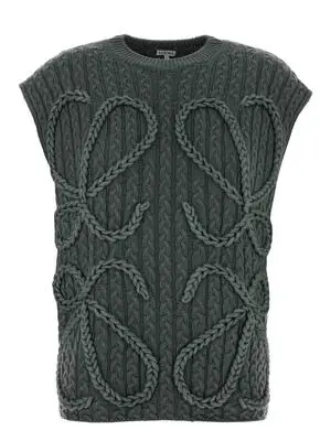 Loewe Stretch Wool Oversize Vest - Green