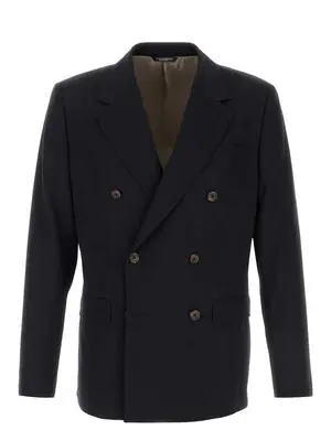 Dolce & Gabbana Black Stretch Wool Blazer - Blue