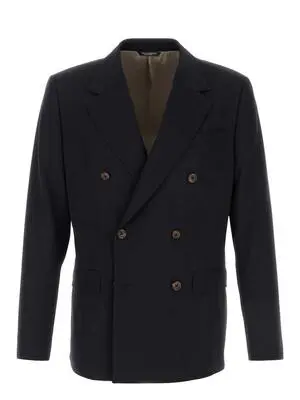 Dolce & Gabbana Black Stretch Wool Blazer - Blue