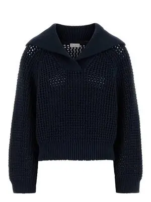 Brunello Cucinelli Cotton Blend Sweater - Blue