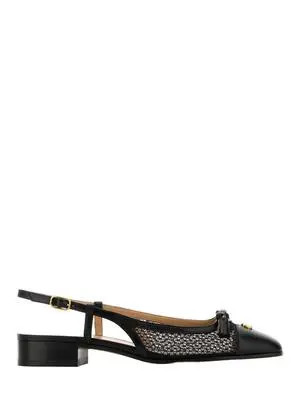 Valentino Garavani Mesh And Leather Ballerinas - Black