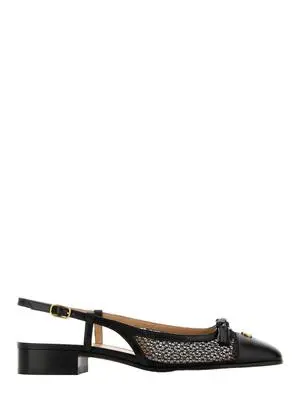 Valentino Garavani Mesh And Leather Ballerinas - Black
