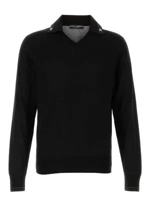 Dolce & Gabbana Silk Polo Shirt - Black