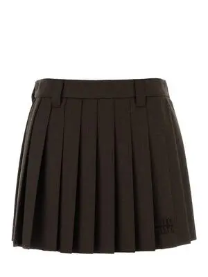Miu Miu Virgin Wool Mini Skirt - Brown