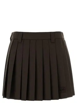 Miu Miu MIU MIU Virgin Wool Mini Skirt Brown