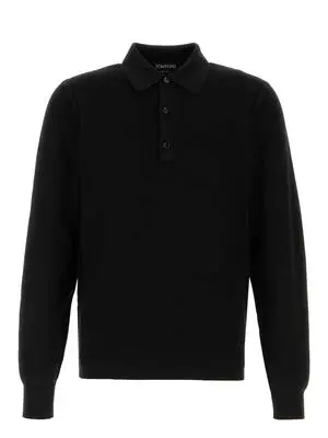 TOM FORD Tom Ford Men Black Silk Blend Polo Shirt