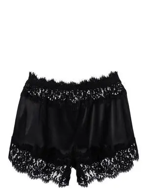 Dolce & Gabbana Lace-trimmed Silk And Cotton-blend Shorts - Black