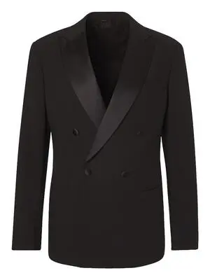 Giorgio Armani Virgin Wool Tuxedo Blazer - Black