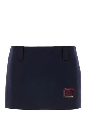 Miu Miu Wool Blend Mini Skirt - Blue