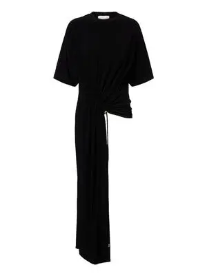Sportmax Asymmetric Draped Jersey Top - Black