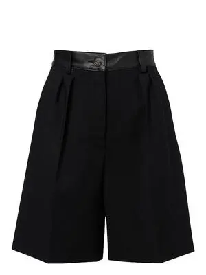 MAX MARA Leather-trimmed Wool-blend Shorts