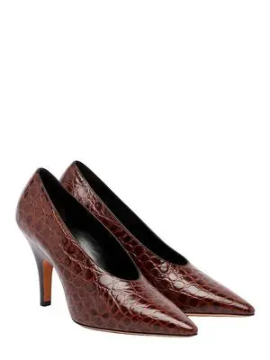 LE MONDE BERYL Le Monde Béryl Petra Croc-effect Leather Pumps