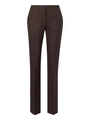 Alexander McQueen Striped Wool Straight Pants - Brown