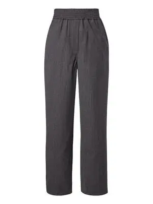 Jacquemus Pinstripe Virgin Wool Straight Pants - Grey