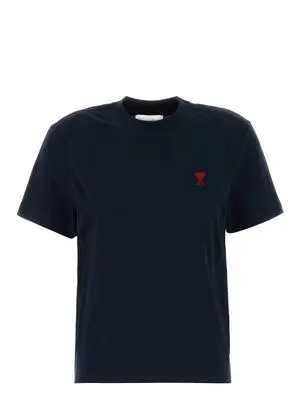 AMI Paris Ami Women Midnight Blue Cotton T-Shirt Blue