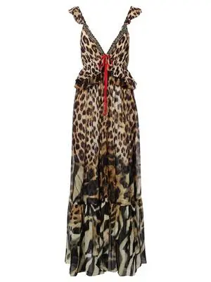Camilla Embellished Leopard-print Silk Chiffon Maxi Dress - Multicoloured
