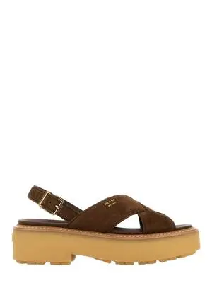 Prada Suede Sandals - Brown
