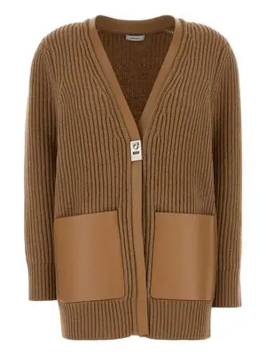 FERRAGAMO Camel Wool Cardigan - Brown