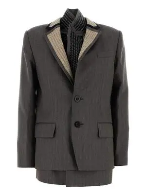 Sacai Embroidered Wool Blazer - Multicolor