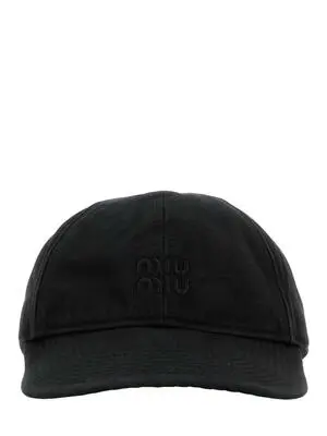 Miu Miu Slate Cotton Baseball Cap - Black