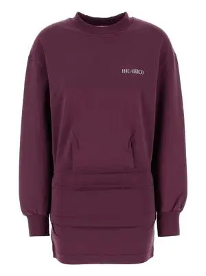 Attico Plum Stretch Cotton Mini Dress - Purple