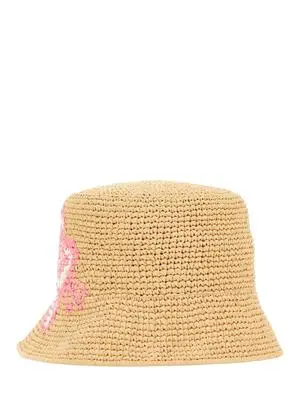 Prada Raffia Bucket Hat - Brown