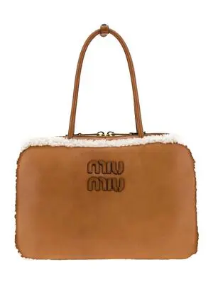 Miu Miu Camel Leather Beau Handbag - Brown